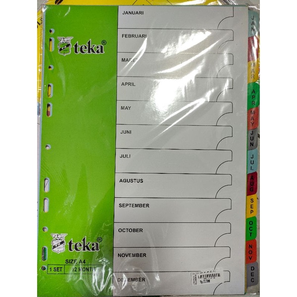Jual Teka Pembatas Binder Divider Size A4 12 Lembar Index Bulan ...