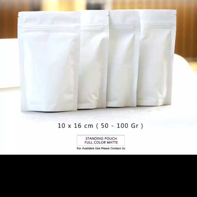 Jual Kemasan standing pouch white 10x16 | Shopee Indonesia