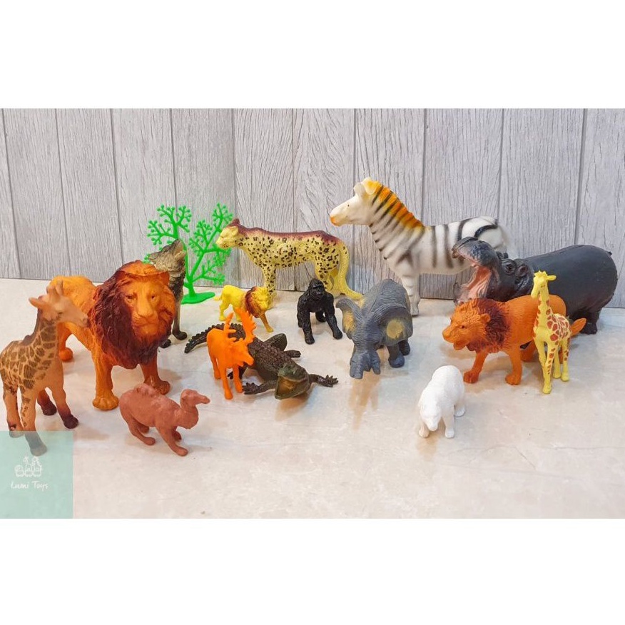 Jual Mainan Edukatif Binatang Karet Wild Animal Binatang Liar 15PCS ...