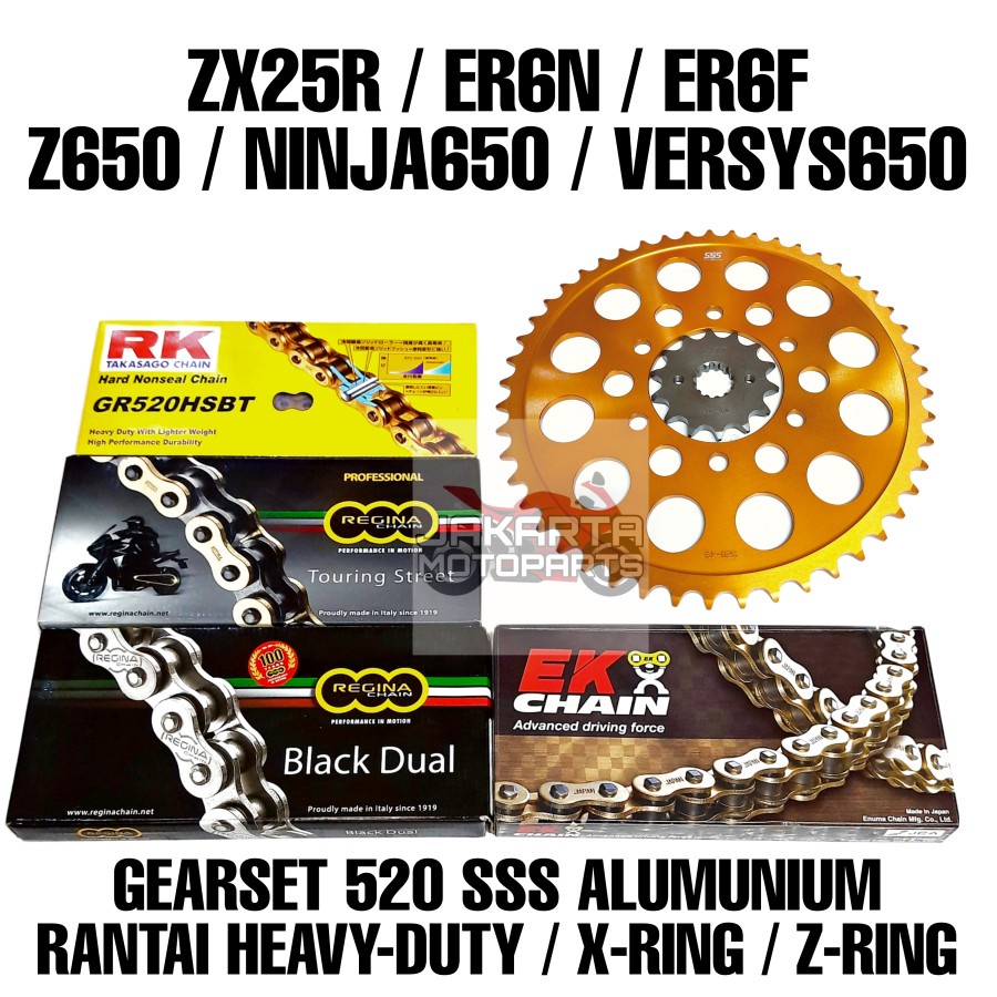 Jual GEARSET SSS 520 ALUMUNIUM ZX25 ER6N Z650 ER6F NINJA650 VERSYS GOLD - RK HSBT | Shopee Indonesia