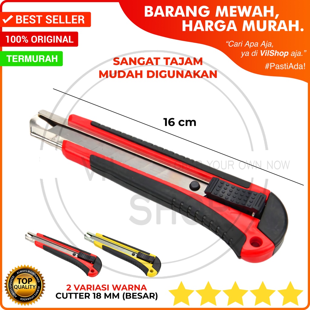 Jual PISAU CUTTER BESAR 18MM WORKING CUTTER KNIFE L-500 KATER KERJA ...