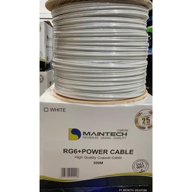 Jual SEMARANG PER METER kabel CCTV RG6+power maintech putih White high quality coaxial cctv ...