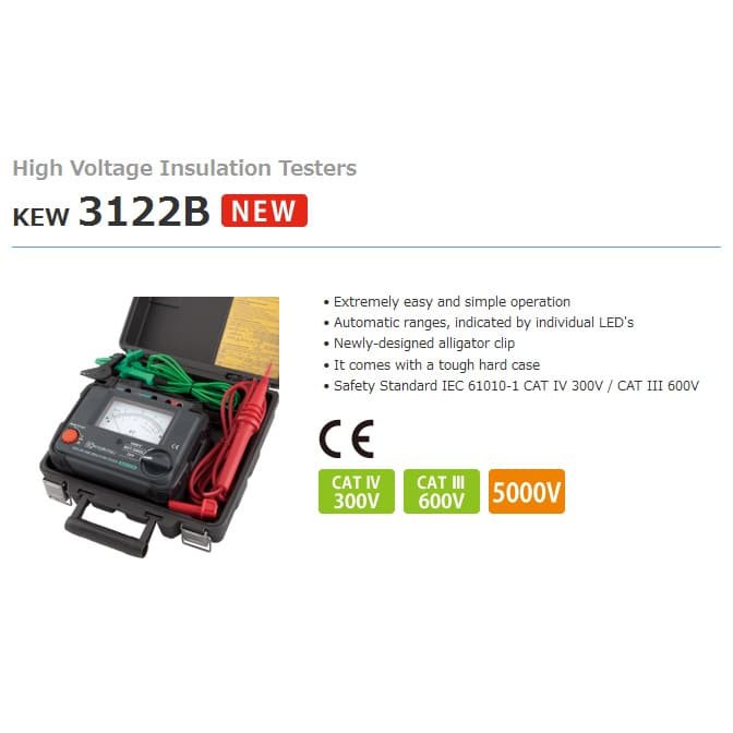 Jual High Voltage Insulation Testers KEW 3122B, Kyoritsu 3122 B (5kV ...