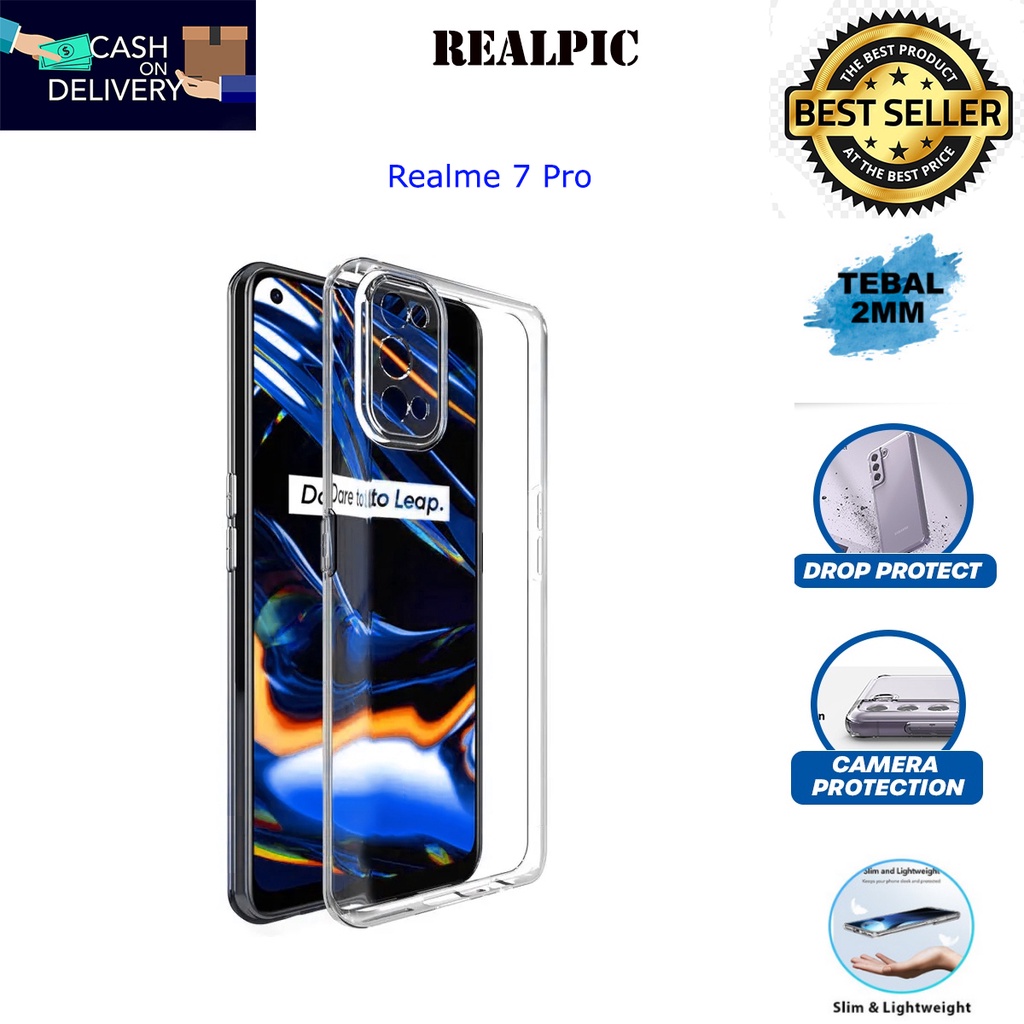 Jual Case REALME 7 PRo Casing Clear HD KETEBALAN 2MM BENING TRANSPARAN ...