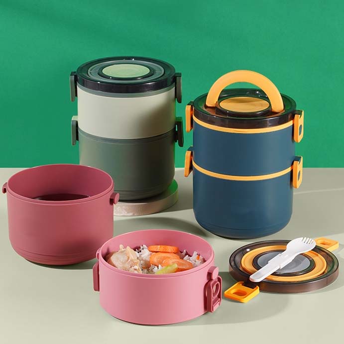 Jual Lunch Box Bulat 2 Susun Tempat Bekal Makan HAMEKA Double Layer ...
