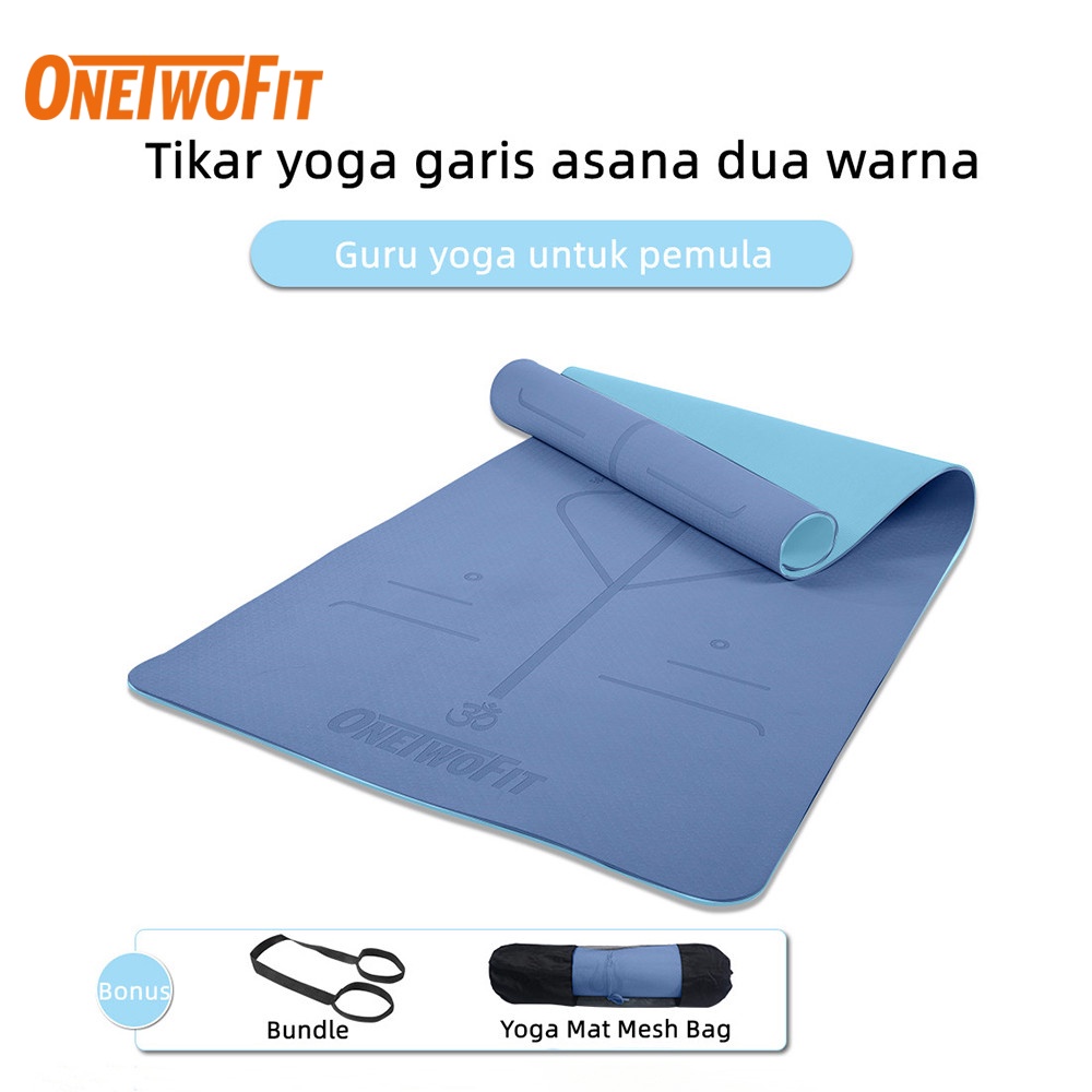 Jual OneTwoFit TPE Yoga Mat 8MM Matras Anti licin Tebal Pilates Senam ...