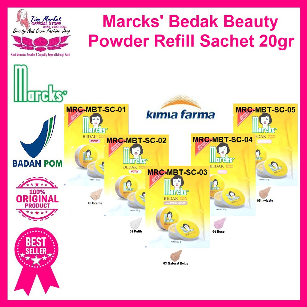 Jual Marcks Bedak Tabur Beauty Powder Refill Sachet 20gr Ori Bpom ...
