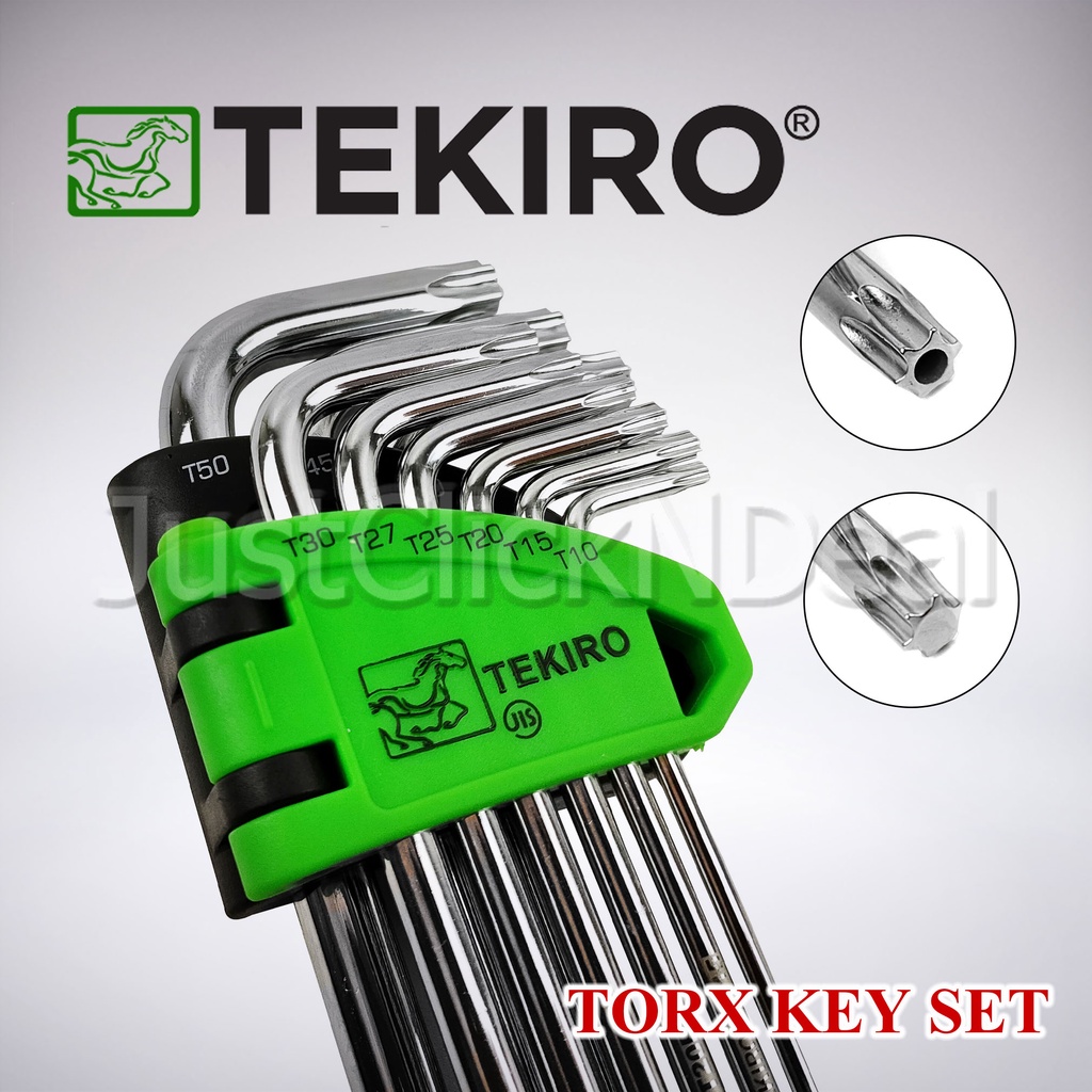 Jual Tekiro Kunci L Bintang Torx Key Set T10-T55 Model Pendek Panjang Lubang Tanpa Lubang Metal ...