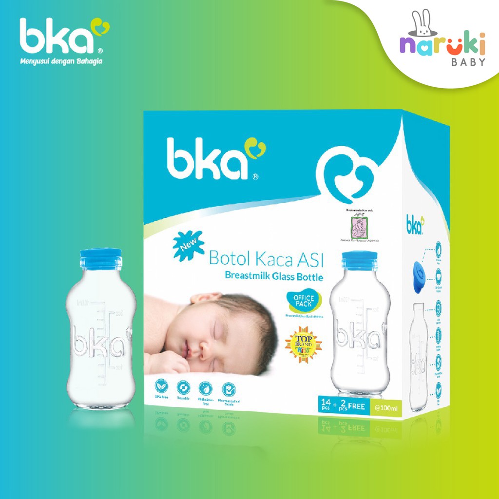Jual BKA Botol Kaca ASI Botol Susu ASI BKA 100 ml isi 16 pcs | Shopee ...
