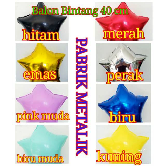 Jual Balon Bintang Foil Star / Star Shaped Balloon / Ukuran 40 cm ...