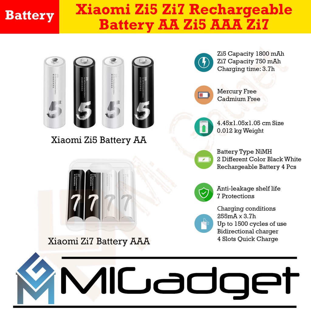 Jual Zi7 Zi 7 Zi5 Zi 5 Rechargeable Battery AA AAA - Baterai Cas AA Zi5 AAA Zi7 | Shopee Indonesia