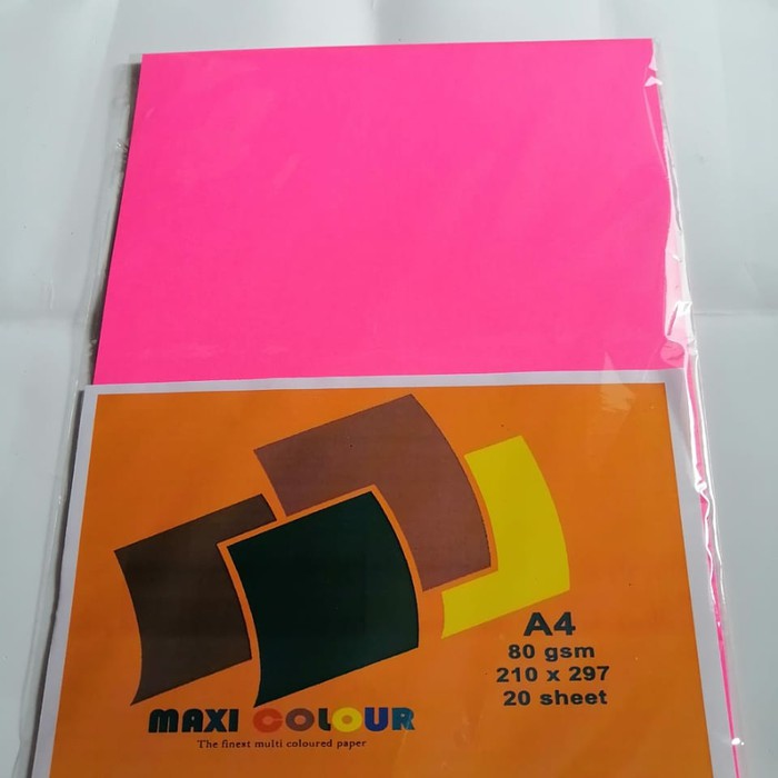 Jual Kertas HVS Warna A4 Maxi Colour Warna Cyber Red 80gr isi 20 lembar ...