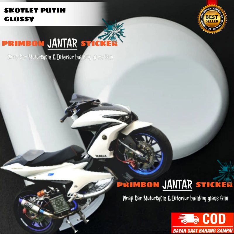 Jual STIKER SKOTLET MOTOR PUTIH GLOSSY STICKER SCOTLITE PUTIH MERK PRO ...