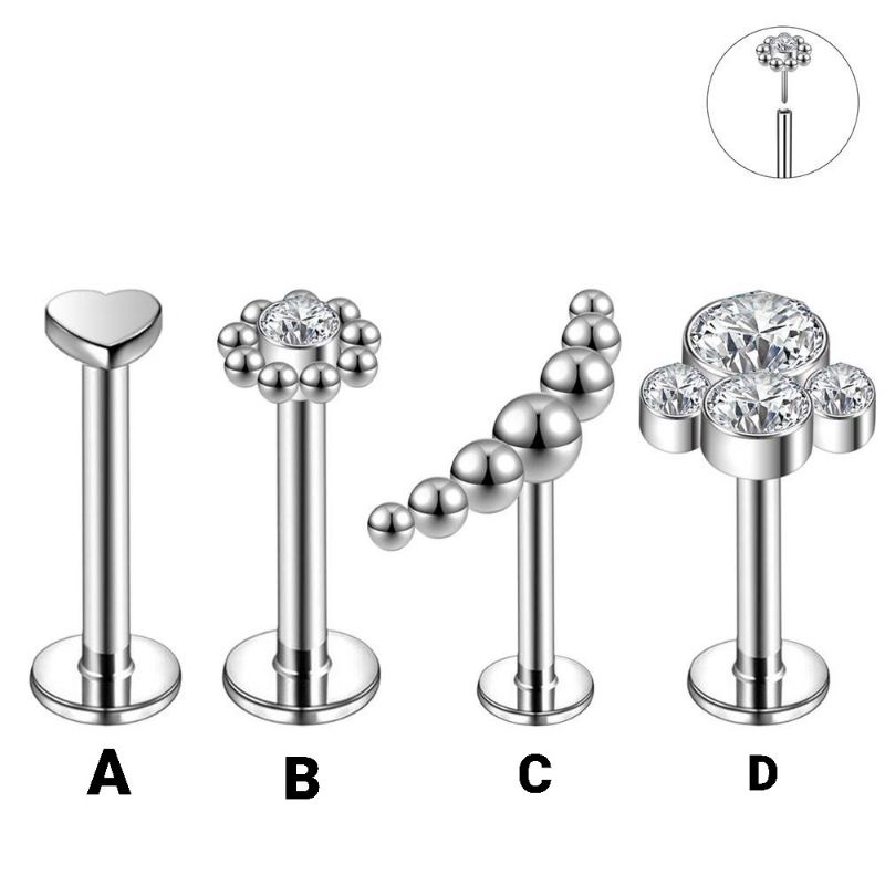 Jual 1PCS Piercing Anting Plug In Earring Labret Helix Tragus Stainless ...