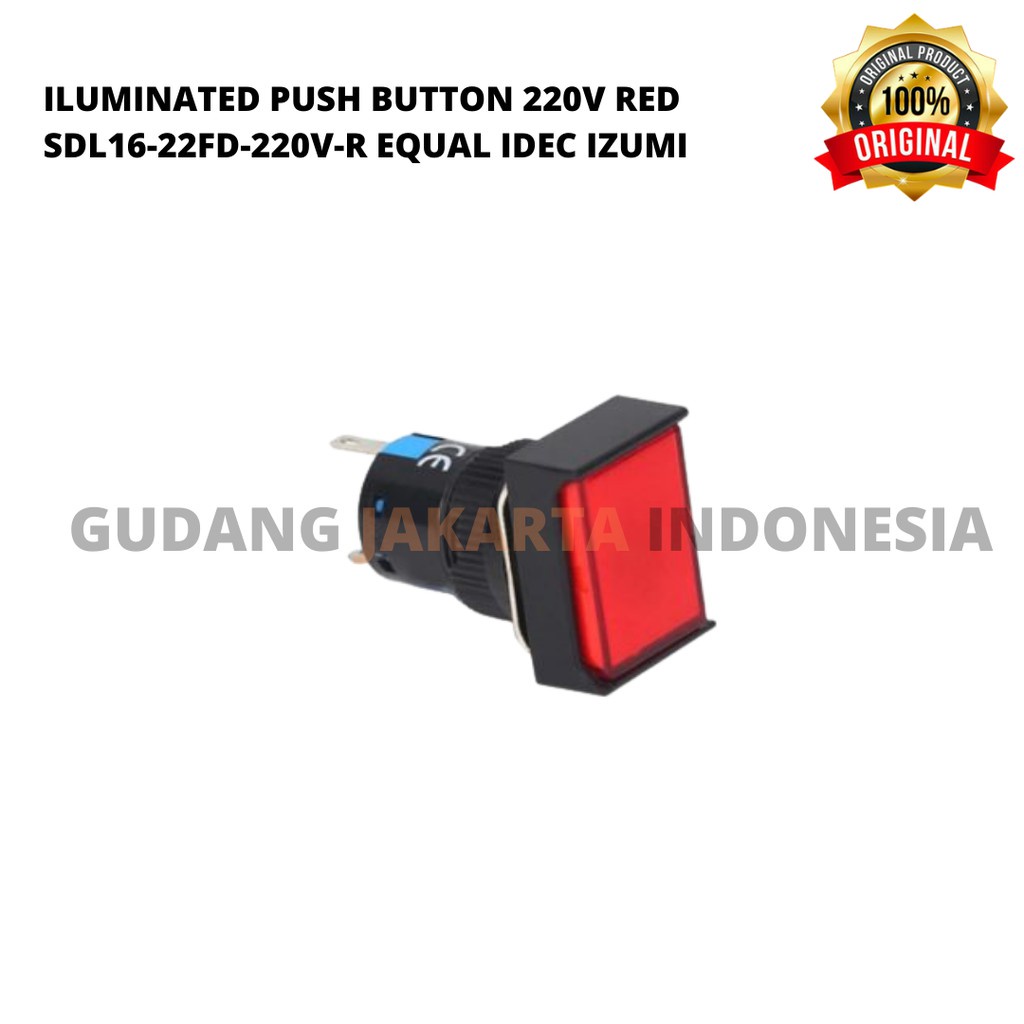 Jual ILUMINATED PUSH BUTTON 220V RED SDL16-22FD-220V-R EQUAL IDEC IZUMI ...