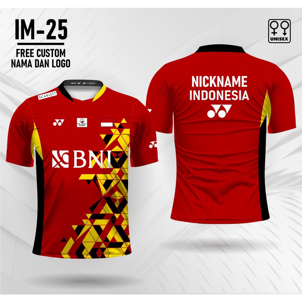Jual jersey bulu tangkis terbaru kaos badminton final indonesia masters 2022 free custom nama ...
