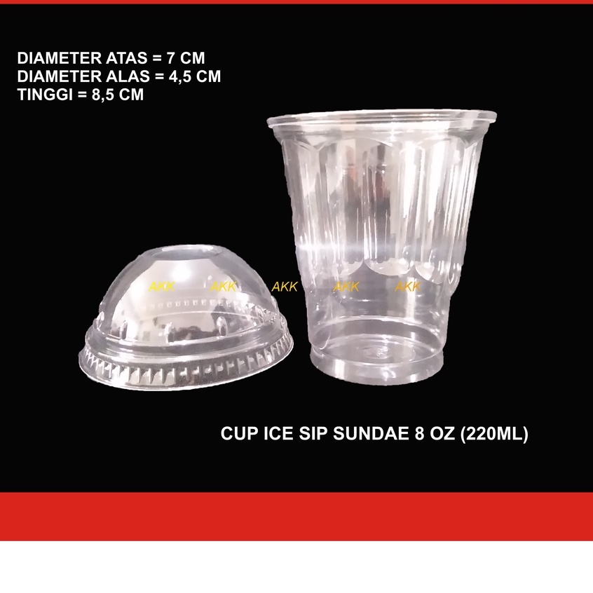 Jual Cup Ice Sip Sundae 8oz / 220ml Rdc-78 + Tutup/ Cup Ice / Gelas Pet ...