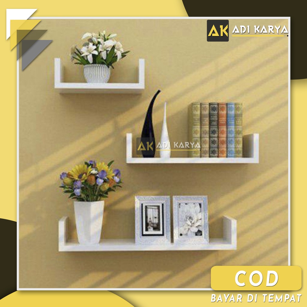 Jual Rak Dinding Tempel Minimalis Serbaguna Kayu Kamar Mandi Dapur ...