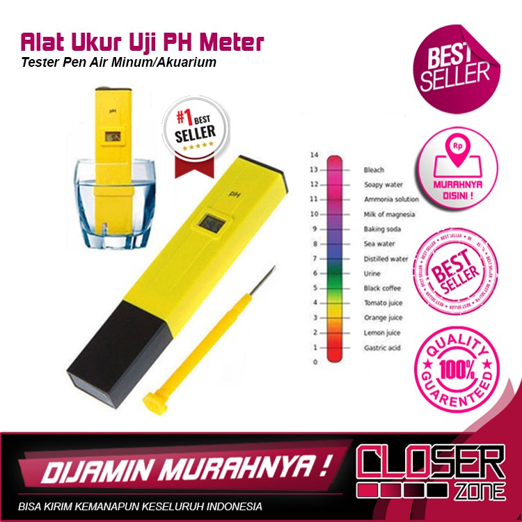 Jual PH Meter Alat Ukur PH Air Tester Pen Air Minum / Akuarium + BUFFER ...