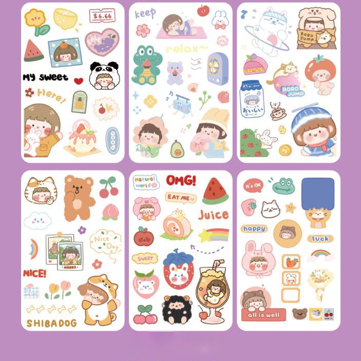 Jual 1 Lembar Sticker Kartun Korea Lucu aesthetic Ukuran Besar | Stiker ...