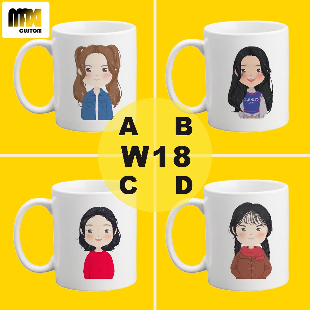 Jual Mug Gelas Avatar Lucu Custom Nama (CEWEK) MUG CUSTOM STANDAR ...