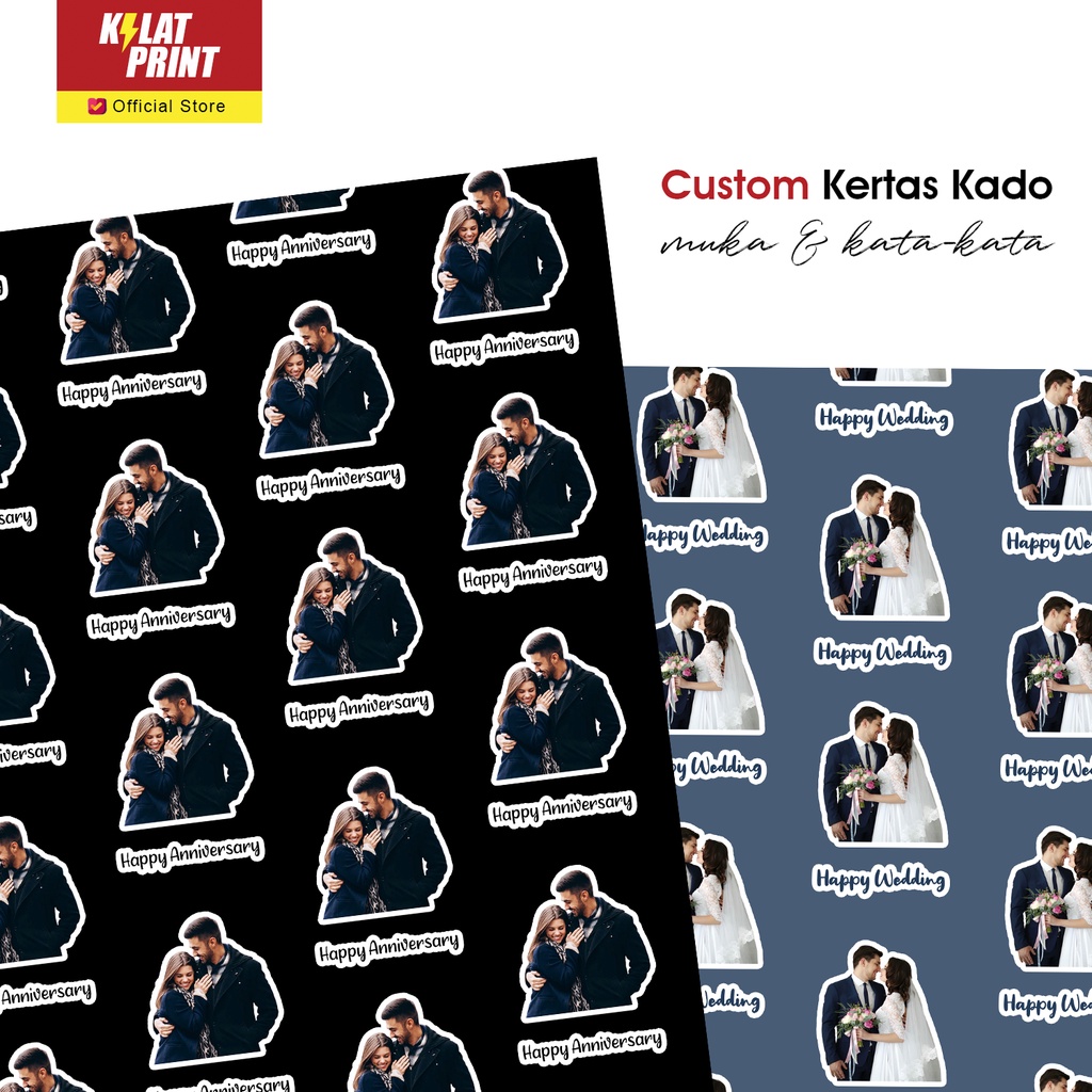 Jual Cetak Kertas Kado Custom Muka Sendiri Kostum Wrapping Paper Wajah ...
