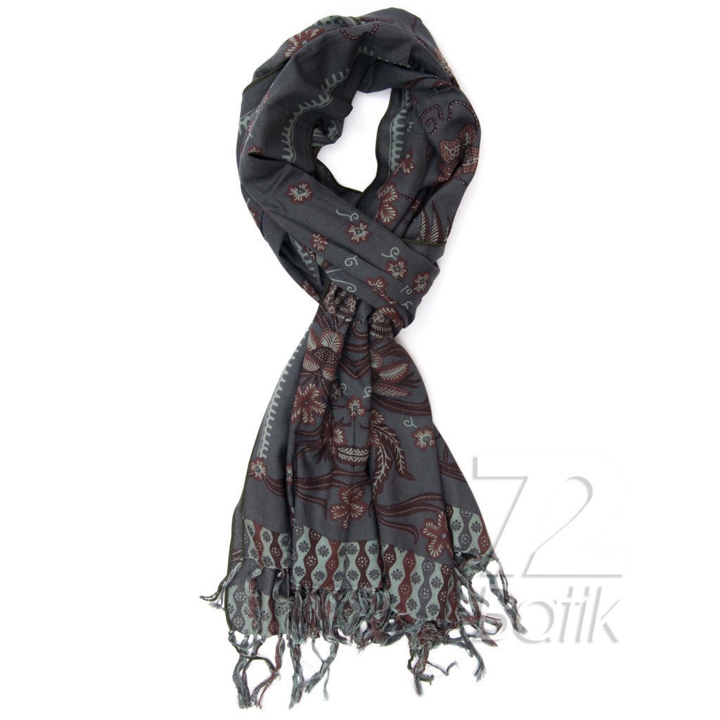 Jual SYAL BATIK SCARFT Premium Motif Kupu Warna Abu Grey Gray 729729 ...