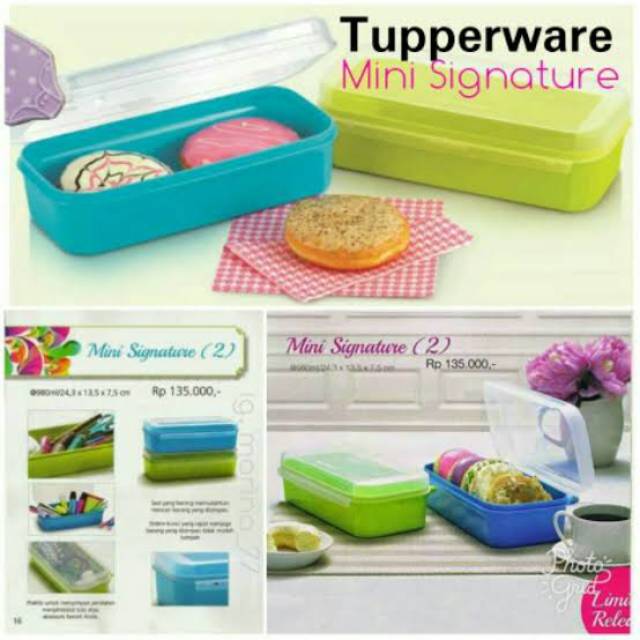 Jual tupperware signature rectanguler mini signature line hijau ...