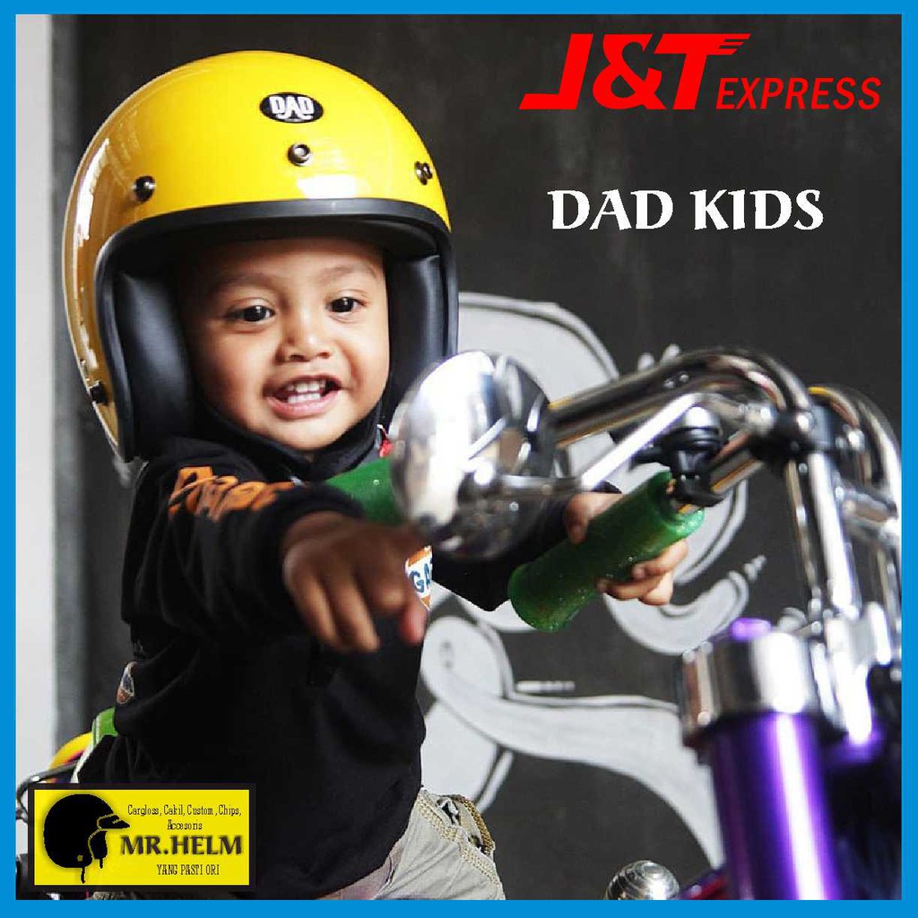 Jual HELM ANAK RETRO DAD KIDS YELLOW GLOSSY ( MR HELM ) | Shopee Indonesia