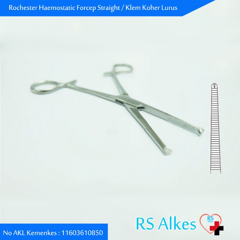 Jual Klem Koher Lurus Kocher Haemostatic Forcep Straight Rochester ...