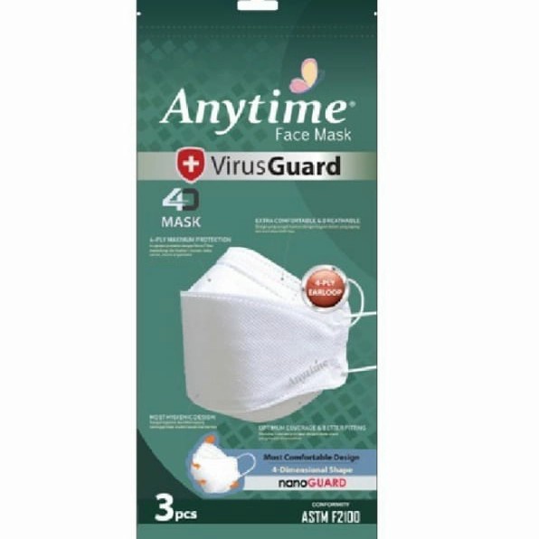 Jual Anytime Mask Vguard Surg 4Ply Earloop White 3S | Shopee Indonesia