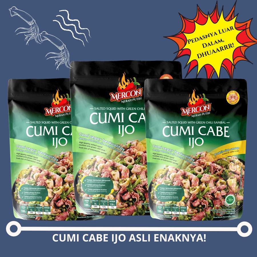 Jual CUMI CABE IJO MERCON MERAH PUTIH 150 GRAM SATUAN LEVEL PEDAS ...