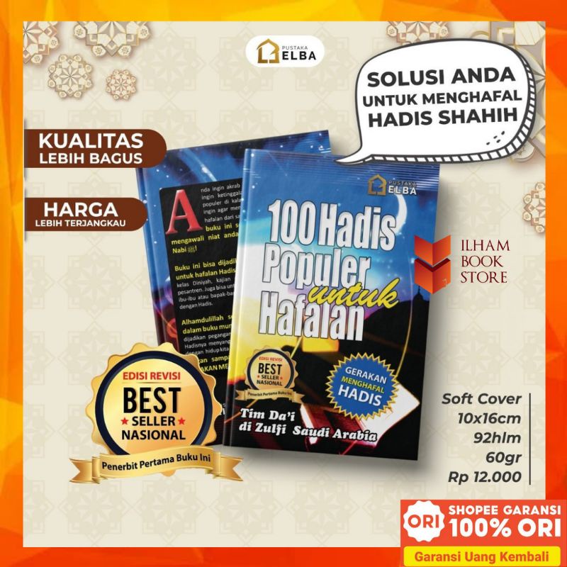 Jual BUKU SAKU BEST SELLER 100 Hadist Populer untuk Hafalan - Pustaka Elba - 100% ORIGINAL ...