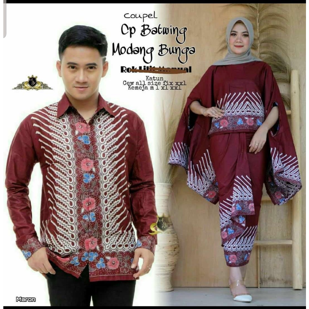 Jual COUPLE BATWING MODANG BUNGA MODERN BY KHANSA BATIK | COUPLE ...