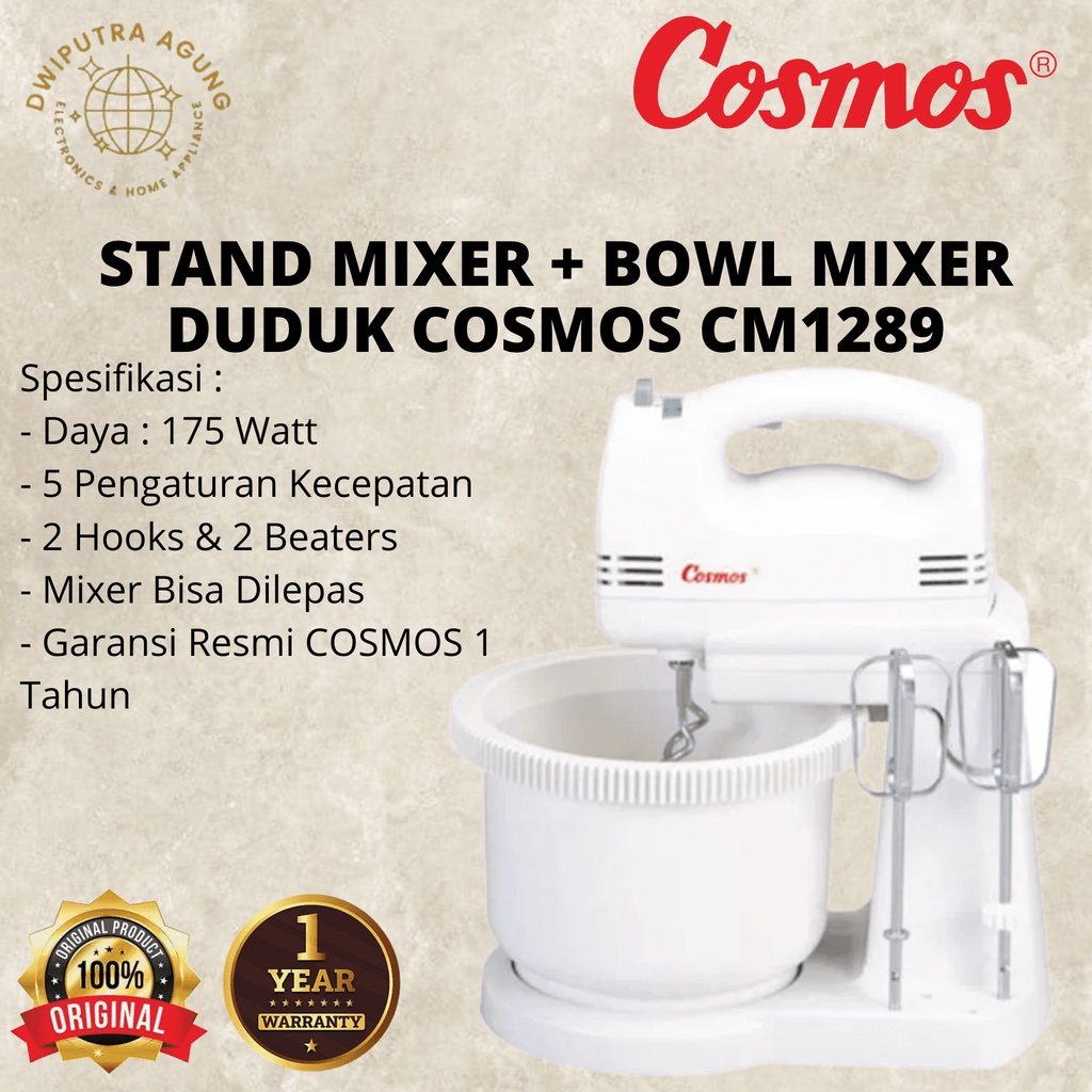 Jual STAND MIXER + BOWL MIXER DUDUK COSMOS CM1289 / MIXER COSMOS CM ...