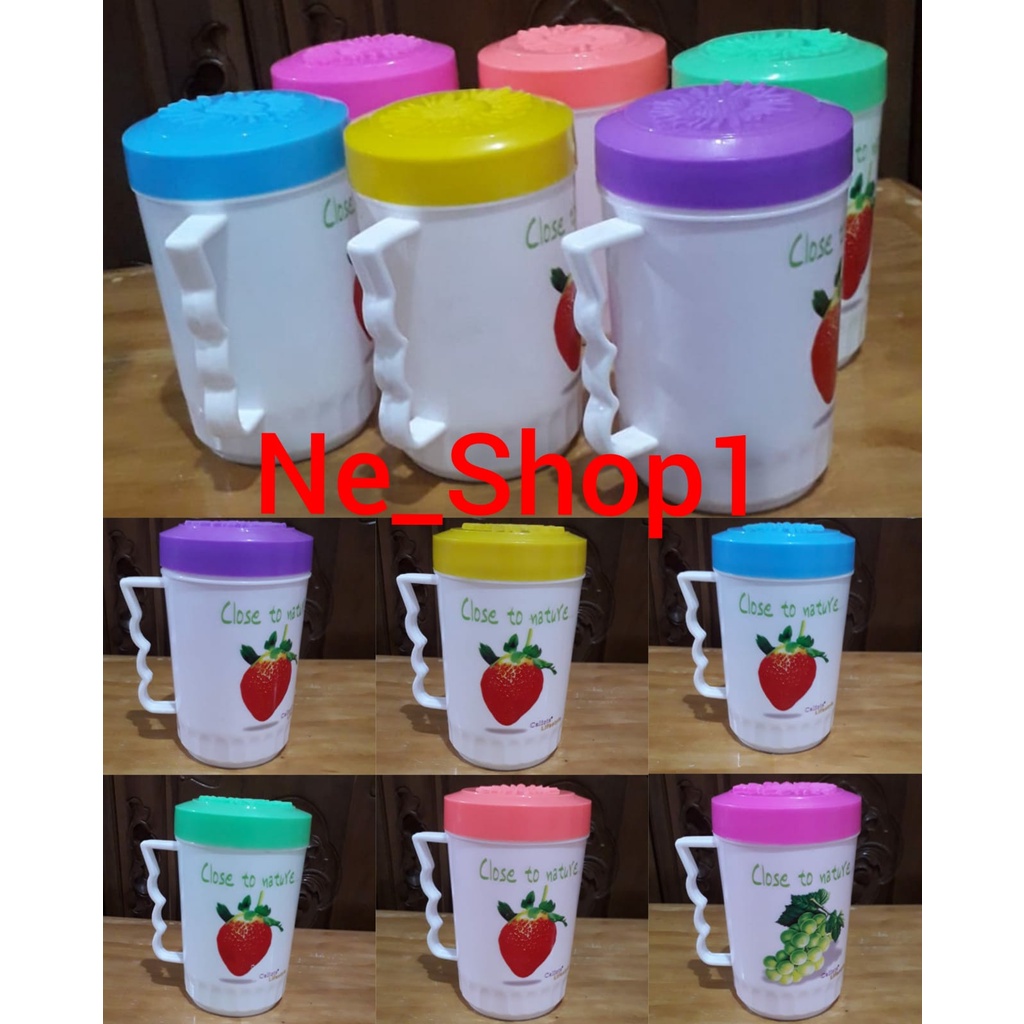 Jual Mug plastik besar 700 ml | mug tutup plastik tebal | gelas gagang ...