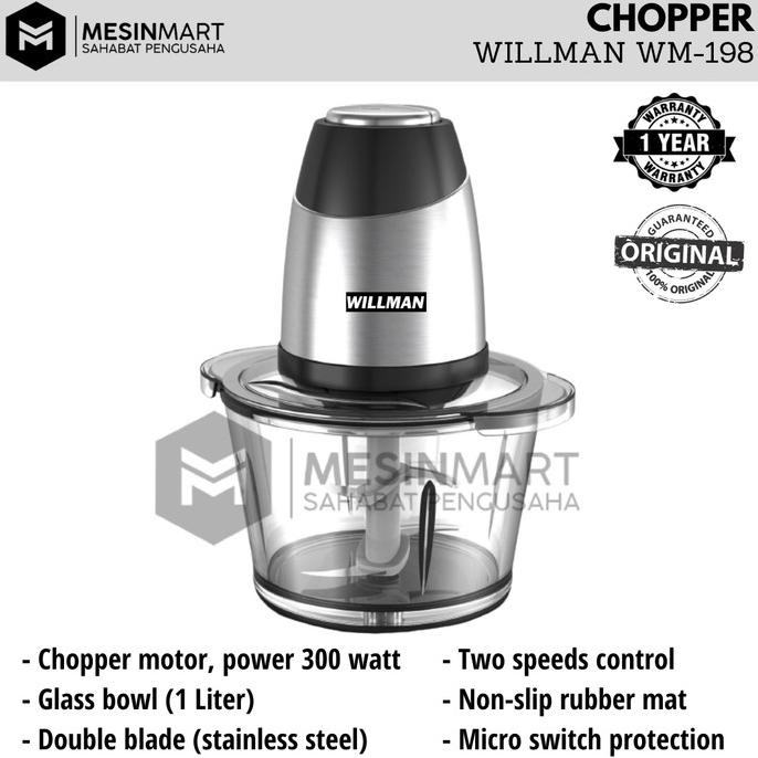 Jual Food Chopper Blender WILLMAN WM-198 Giling Daging Bumbu Rempah ...
