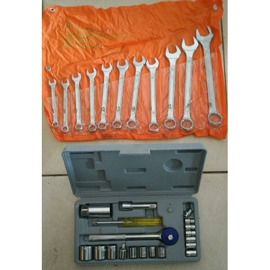 Jual Paket-Kunci-Sok-Shock-Socket-Set-21-Pcs-&-Kunci-Ring-Pas-Set-11-pcs | Shopee Indonesia