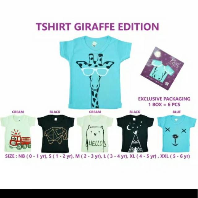 Jual KAZEL - Tshirt Giraffe (3PCS) | Shopee Indonesia