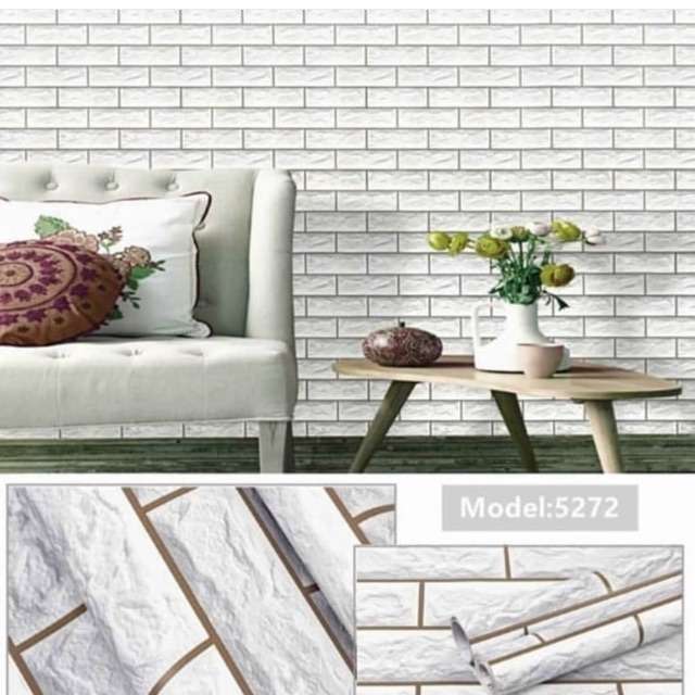 Jual Wallsticker / wallpaper / sticker dinding motif bata abu2 | Shopee ...