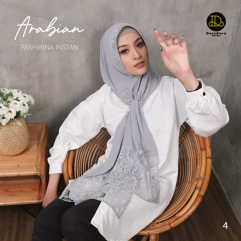 Jual Jilbab Pashmina Instan Arabian Ori Daradiora BY QOID | Shopee ...