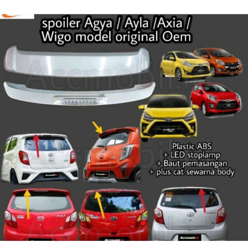 Jual spoiler plastic toyota agya daihatsu ayla perodua axia toyota wigo ...