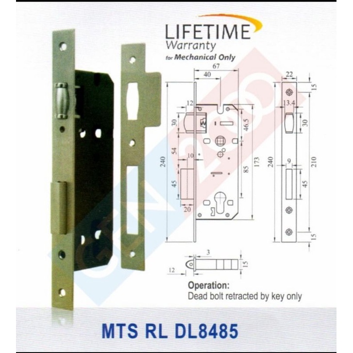 Jual MORTISE LOCK DEKKSON MTS RL DL8485 SSS / Body Kunci Roller Pelor ...
