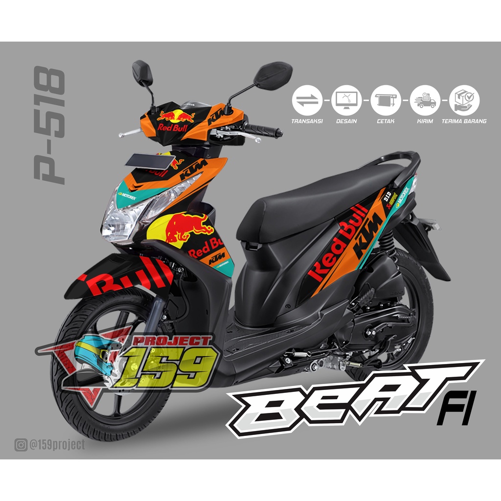 Jual Stiker Motor Beat FI 2014 - P-518 KTM MotoGP Livery | Shopee Indonesia