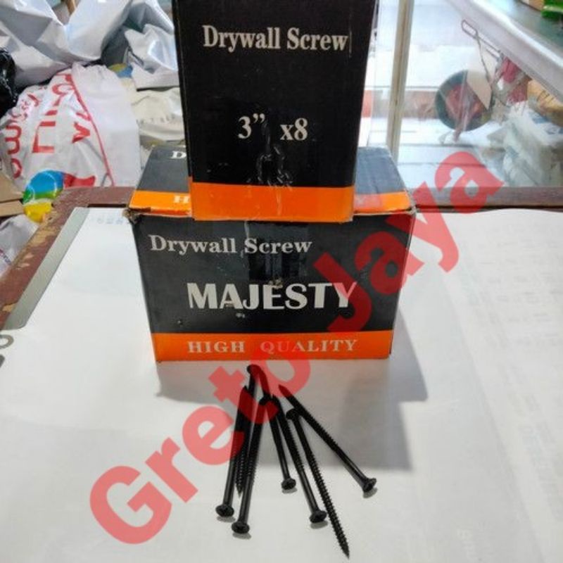 Jual ( 1 DUS 8x3 ) Sekrup Gipsum skrup Mur Baut Hitam Gypsum Drywall 8 ...