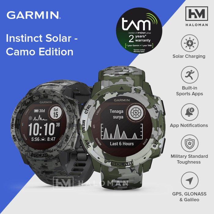 Jual GARMIN Instinct Solar Camo Edition Smartwatch Jam Tangan Garansi ...