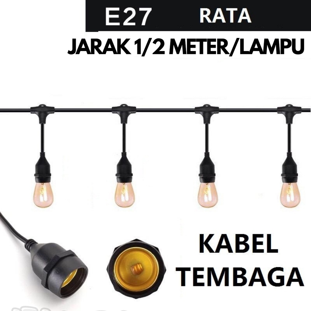 Jual KABEL FITTING LAMPU GANTUNG CAFFEE 10 METER 20 FITING E27 LAMPU ...