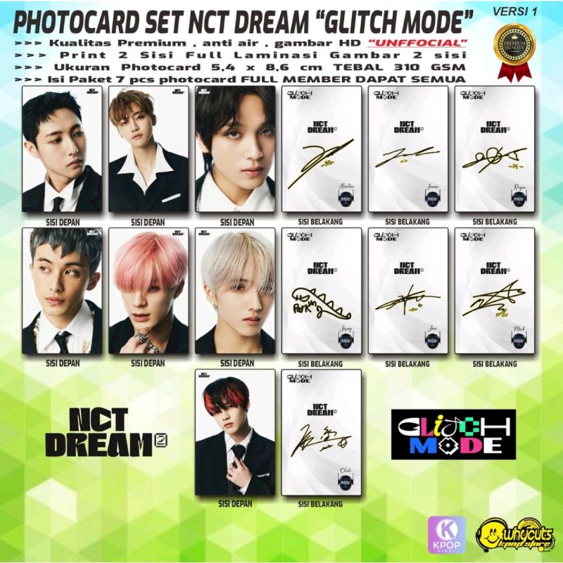 Jual PHOTOCARD SET KPOP PREMIUM NCT DREAM // GLICTH MODE // FULL LAMINASI GLOSSY PRINT 2 SIS dan ...