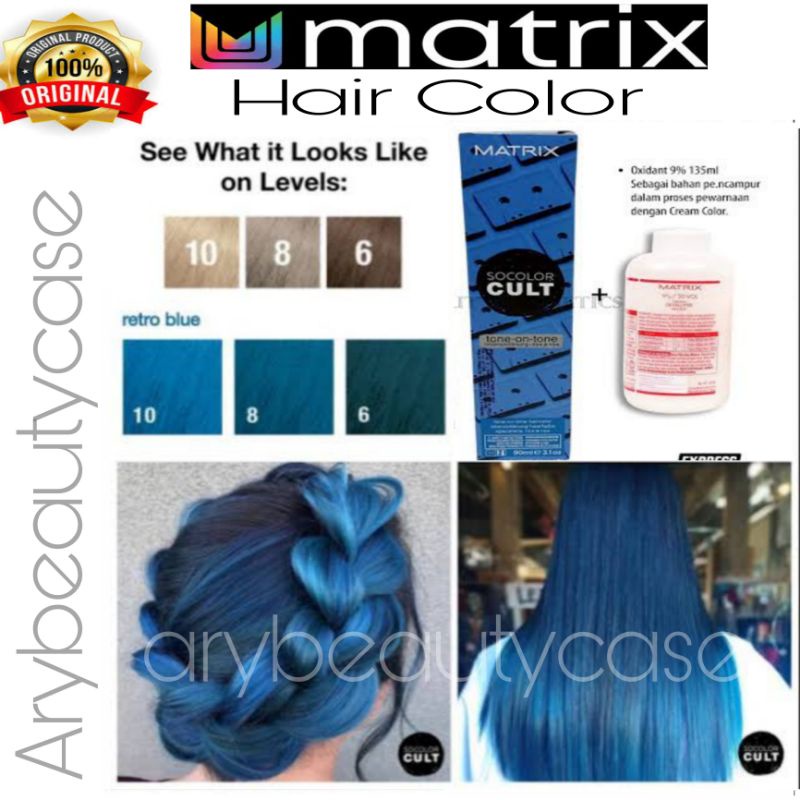 Jual Matrix Socolor cult Retro blue Cat rambut+ oxidant pewarna rambut ...