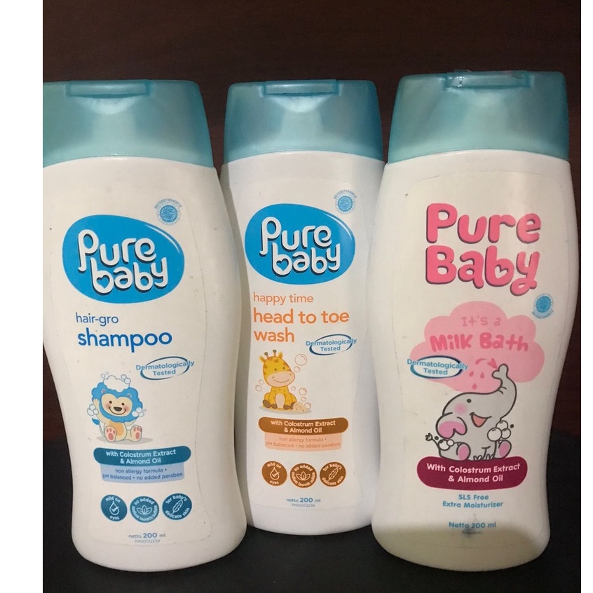 Jual Pure Baby Shampoo/ Milk Bath / Hair & Body Wash 200 ml | Shopee ...